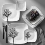 סט 18 חלקים CORELLE® - Timber Shadows, מעוטר בצלליות עדינות של ענפים