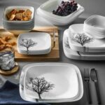 סט 18 חלקים CORELLE® - Timber Shadows, מעוטר בצלליות עדינות של ענפים