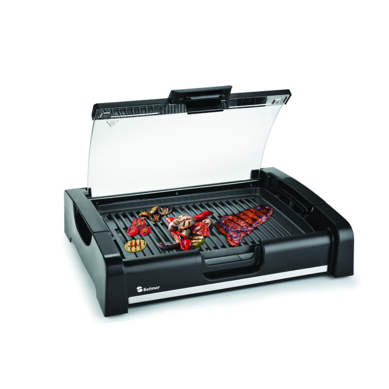 גריל חשמלי Selmor SE213 במראה יוקרתי ובעיצוב חדשני עם מכסה זכוכית