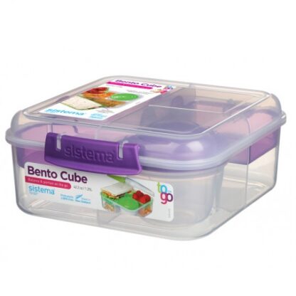 קופסת ארוחת צהריים מחולקת Bento Cube שקופה 1.25 ליטר Sistema - cook shop