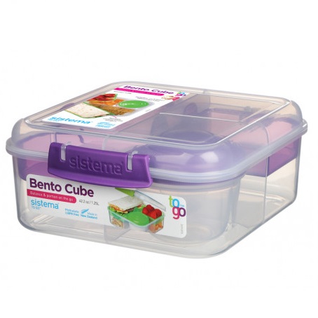 קופסת ארוחת צהריים מחולקת Bento Cube שקופה 1.25 ליטר Sistema - cook shop