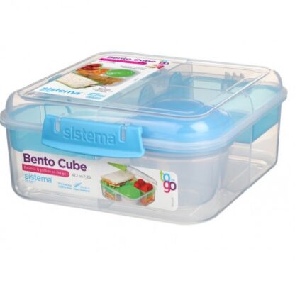 קופסת ארוחת צהריים מחולקת Bento Cube שקופה 1.25 ליטר Sistema - cook shop